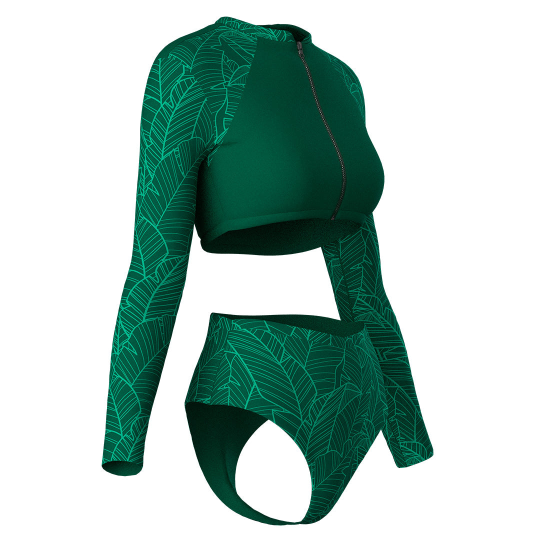 PLAY SALTY x ELLE Collab - COVE Repreve®️ Zip Up Rash Guard Crop Top ...