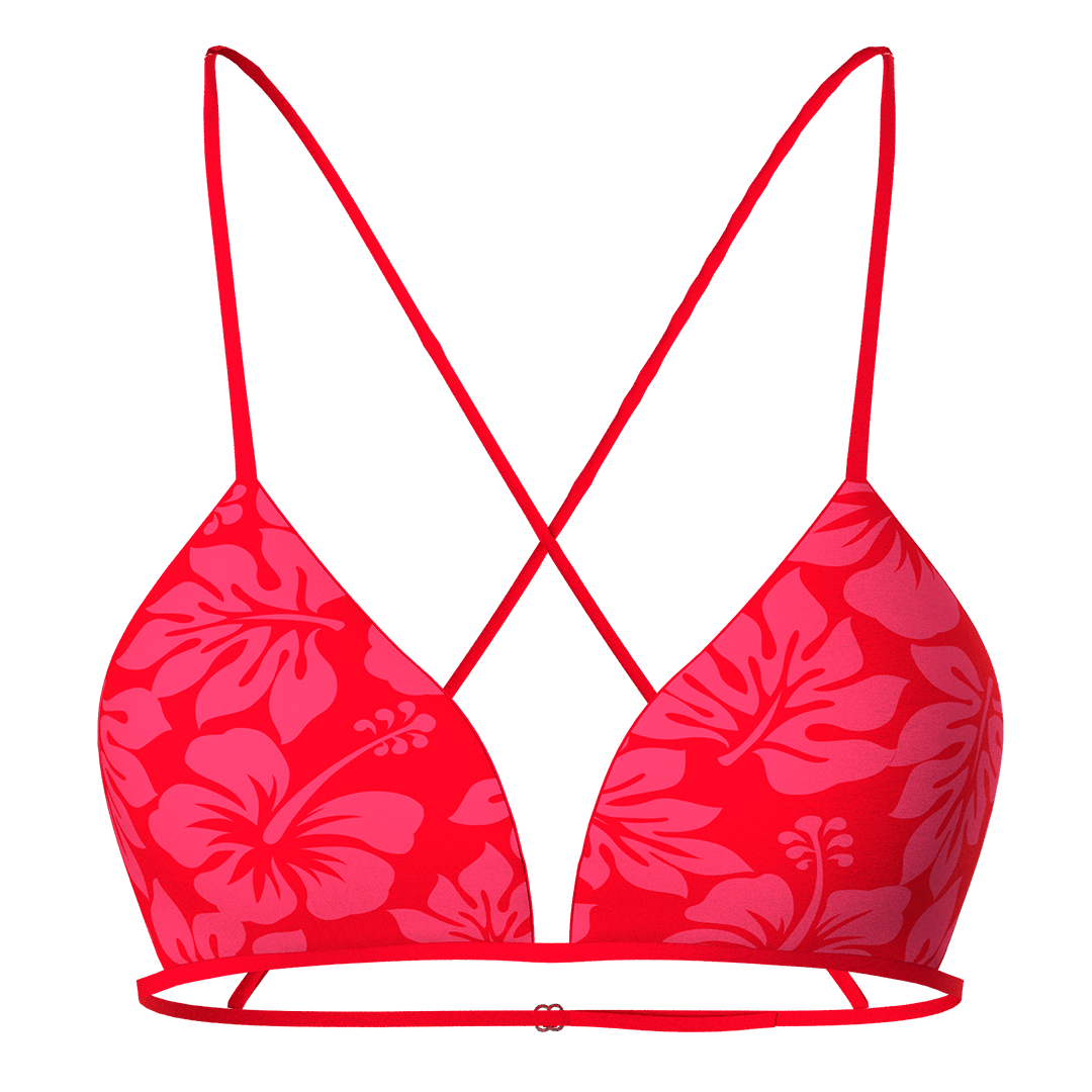RED HIBISCUS Repreve®️ Reversible Triangle Top | PLAY SALTY