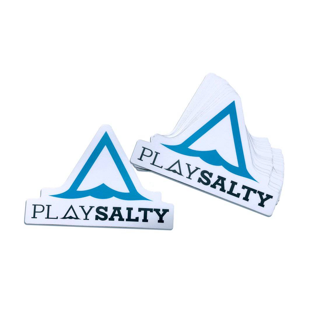 PLAY SALTY Logo Stacked - Small Kiss cut Sticker 3" x 2" | PLAY SALTY